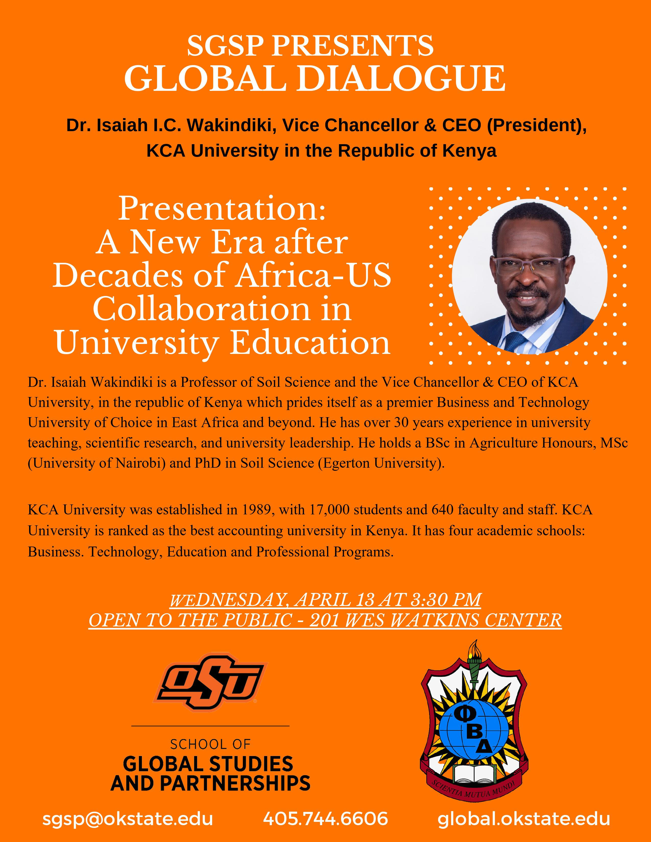 SGSP GLOBAL DIALOGUE PRESENTATION BY PROF. ISAIAH I.C. WAKINDIKI VC AND ...